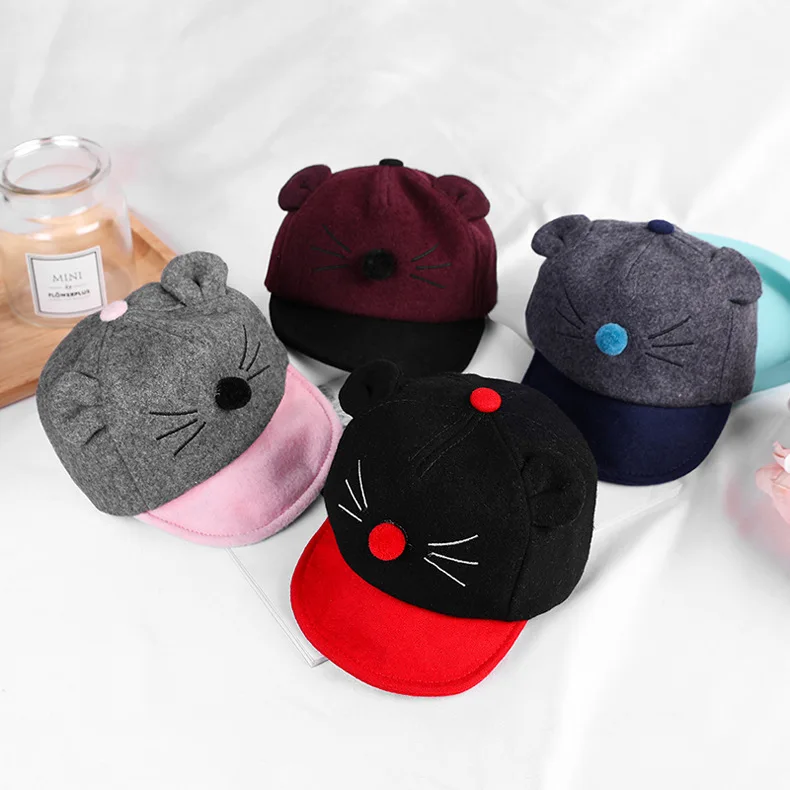 Cat Baseball Cap For Kids Girls 2018 New Fashion Autumn Winter Cartoon ...