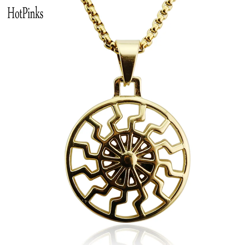שרשראות תליון - Stainless Steel Vintage Slavic Black Sun Pendant German ...
