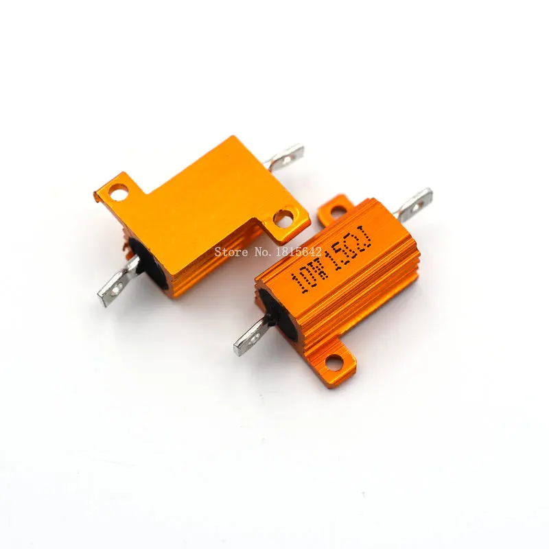 1pcs Rx24 10w 15r 15rj Wire Wound Resistor Metal Shell Aluminium Golden ...