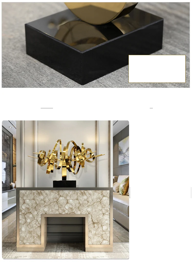 91cm Luxurious Curved Stainless Steel Surrounds Column Statue Home ...