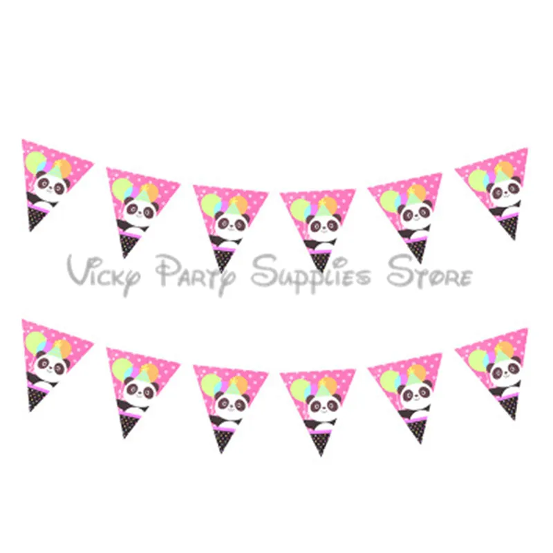 10 unids/set Panda de dibujos animados tema banderines para cumpleaños ...
