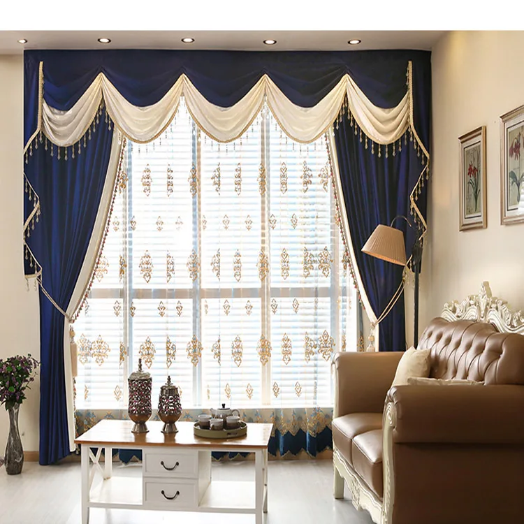 New Italian Velvet Flannel Window Curtains Solid Lace Valance Curtain ...
