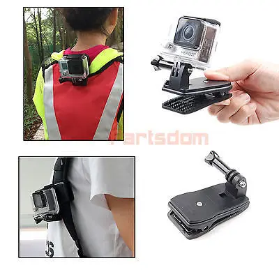 2 in 1 Gopro 360 Rotary Backpack Hat Mounts Clip Fast Clamp Mount for ...