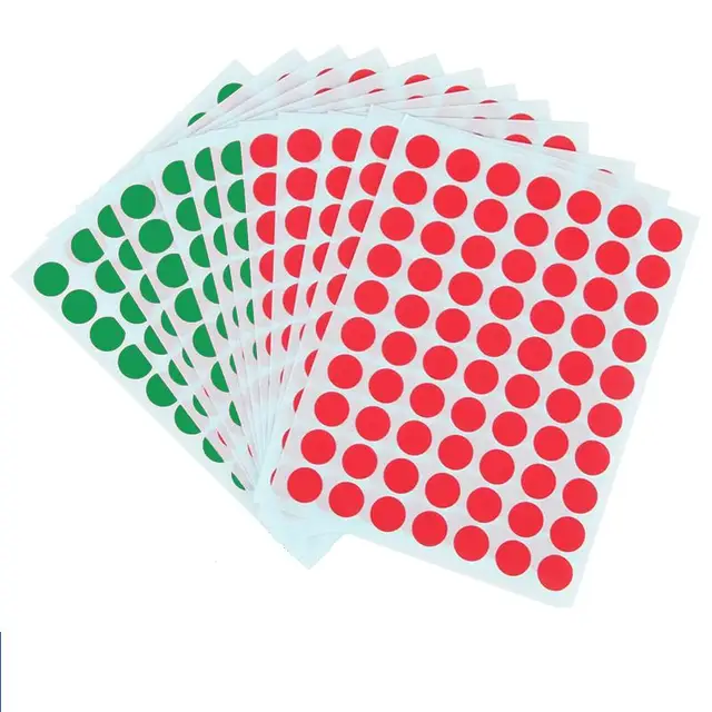 1 Pack 12 Sheets 1cm Dot Red Green Round Sticker Labels Self Adhesive ...