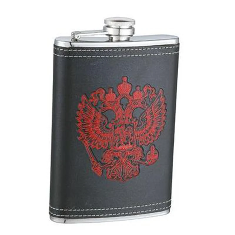 Honest 8oz Mini Hip Flasks Red National Emblem Design Pattern Leather ...