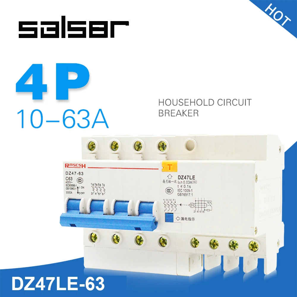DZ47LE 63 4P Small sized Electric Protect Mini Circuit Breaker ...