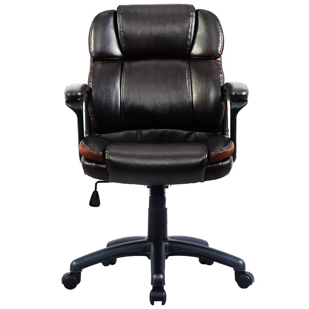 Giantex Ergonomic PU Leather Mid-Back Swivel Gaming Chair Modern ...