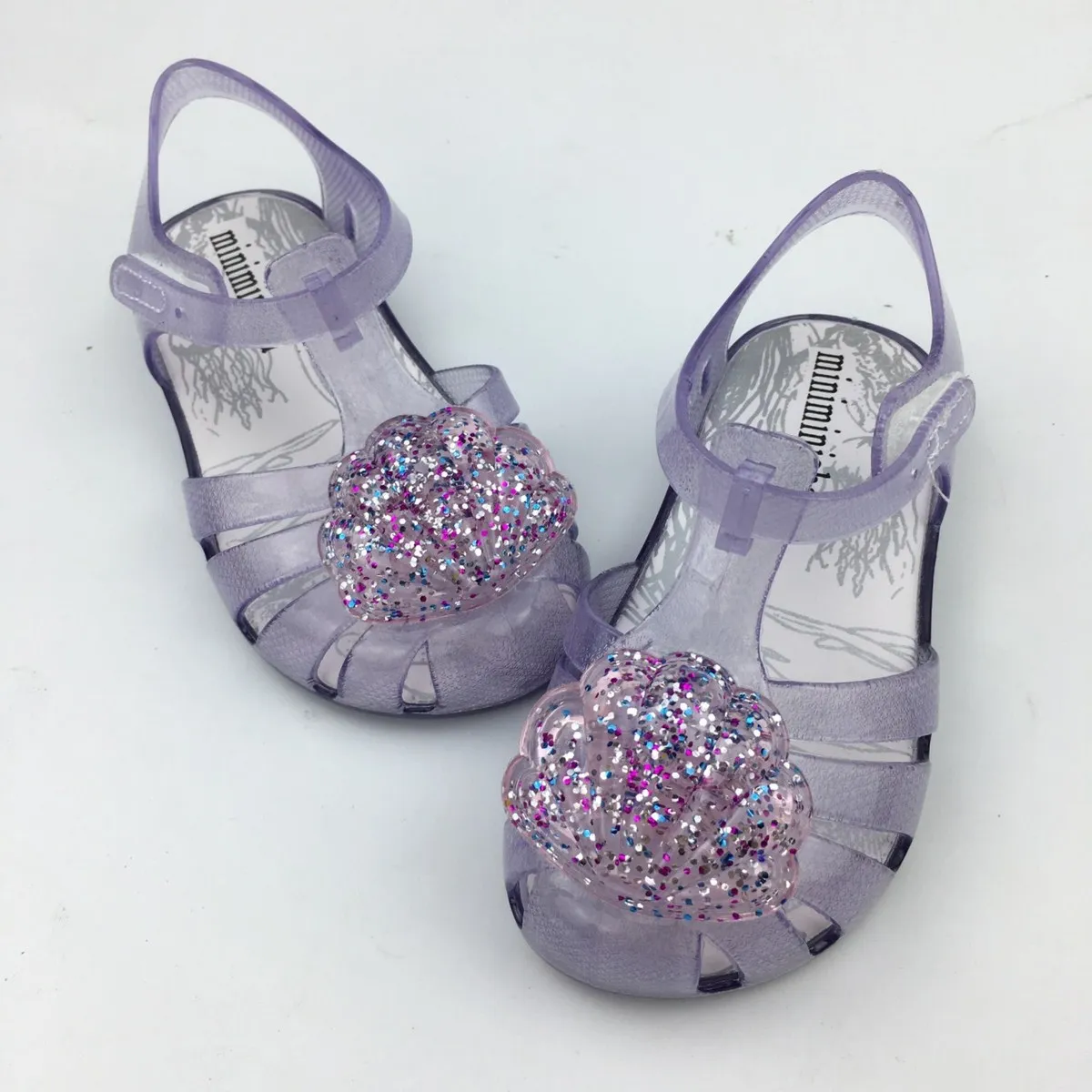 New Children Summer Pvc Jelly Sandals Girls Sequin Shell Cute Non slip ...