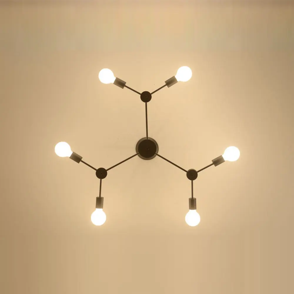 Creative Iron DNA Living Room Ceiling Lamp Bedroom Metal molecular ...