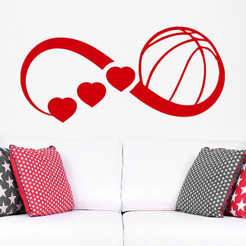 Infinity Symbol Love Basketball Sport Sign Hearts Gym Home Vinyl Wall ...
