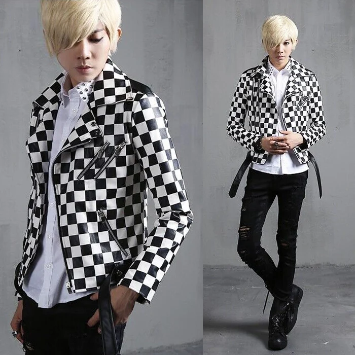 2017 Men's clothing slim fashion dj costume Hair Stylist Black and ...