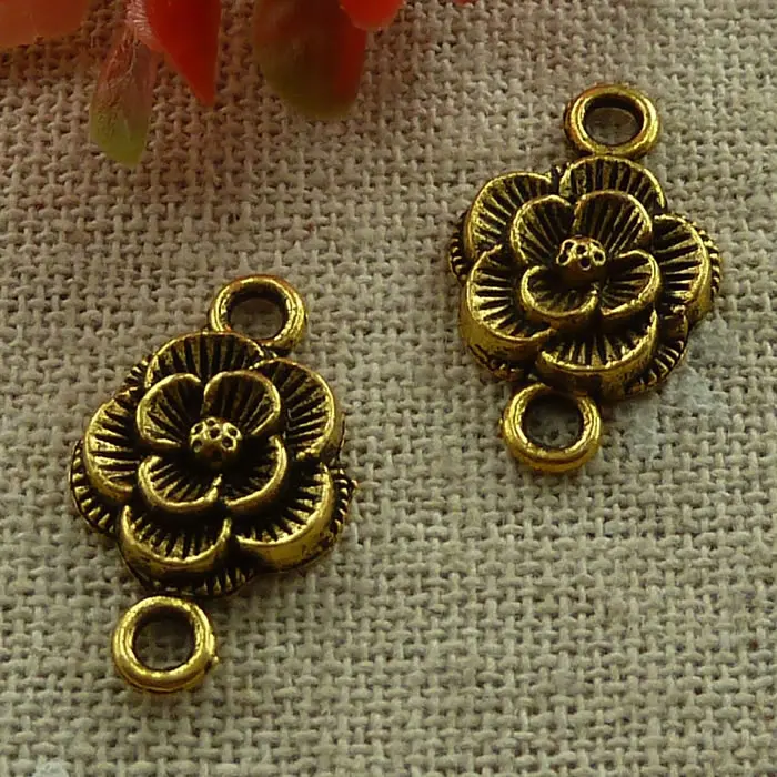 210 pieces gold plated flower connectors 20x12mm #2748|flower shoulder ...