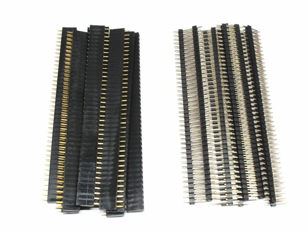 20pcs 10 pairs 40 Pin 1x40 Single Row Male and Female 2.54 Breakable ...
