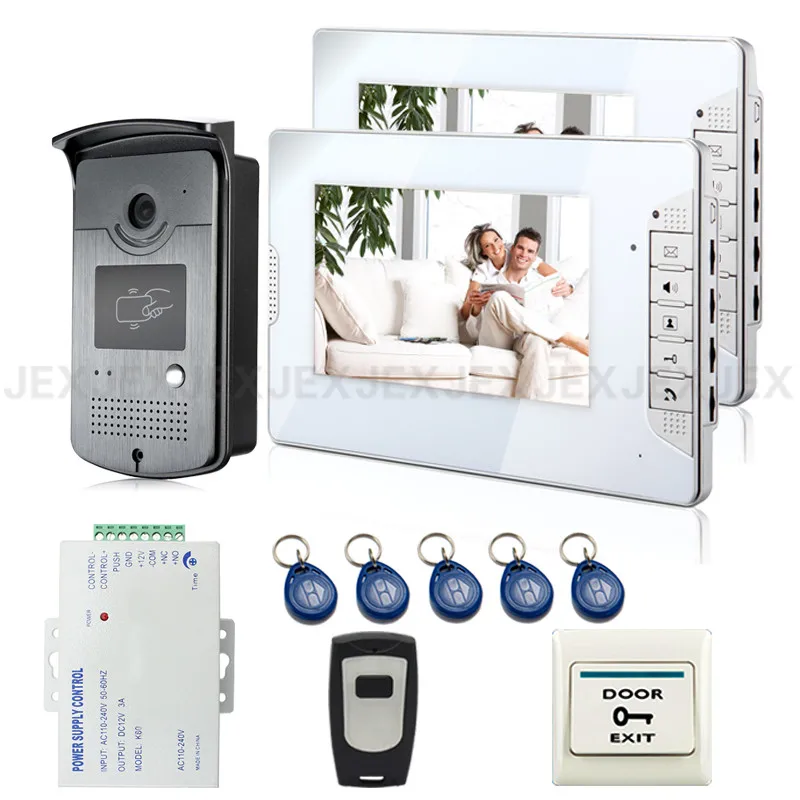 Brand New Wired 7" Home Video Door Phone Intercom System 2 Monitors + 1 ...