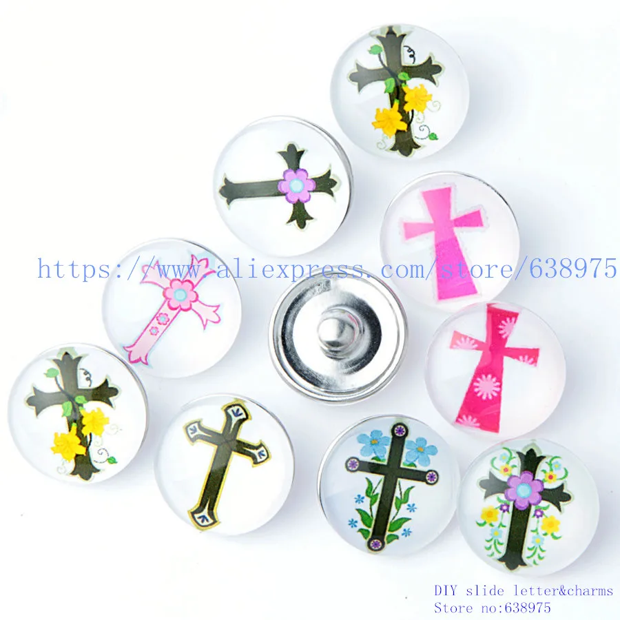 New Fashion Mixed Style Cross 18MM Metal Snap Buttons For Wristbands ...