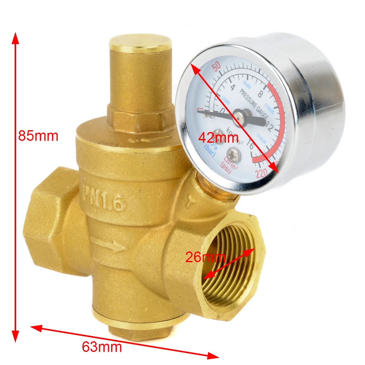 DN20 3/4" Adjustable Brass Water Pressure Reducing Regulator Valves ...