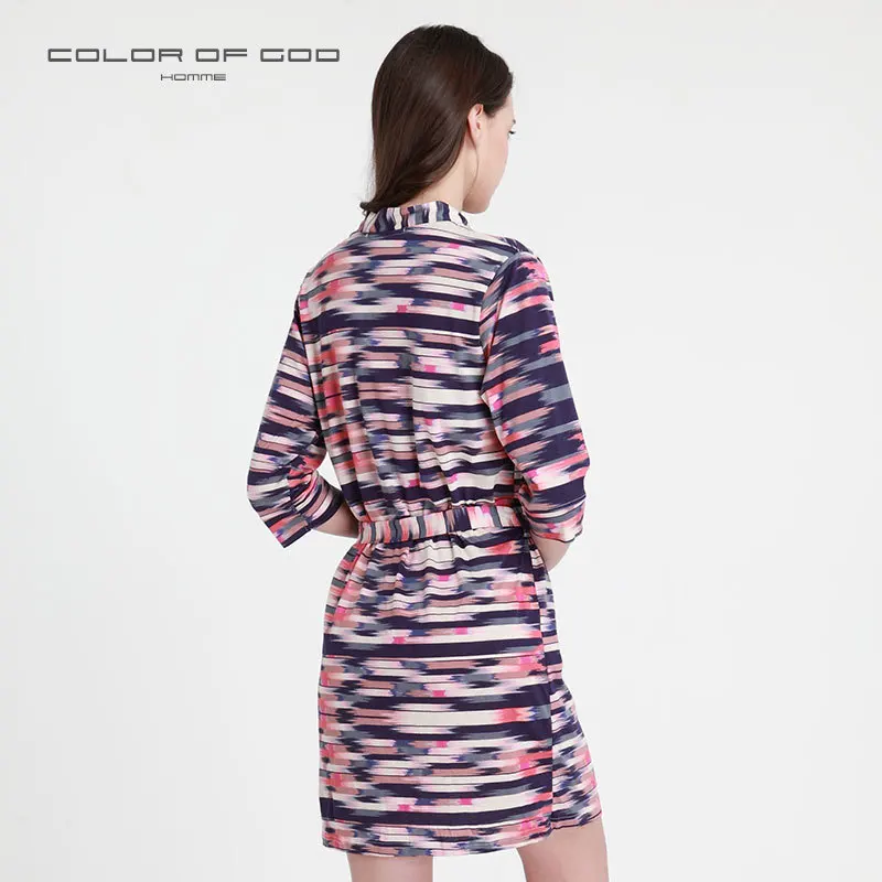 Autumn Women Cotton Kimono Robe Sexy Wave Pattern Night Gown Bathrobe ...