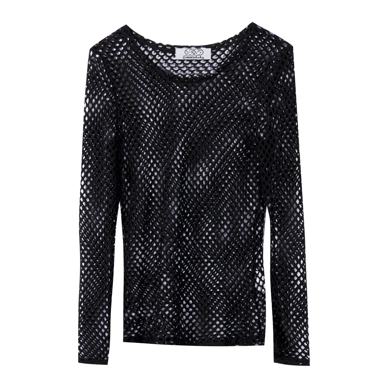 Women Sexy Clothes Fishnet Sheer T-shirt Long Sleeve Clothing Summer ...