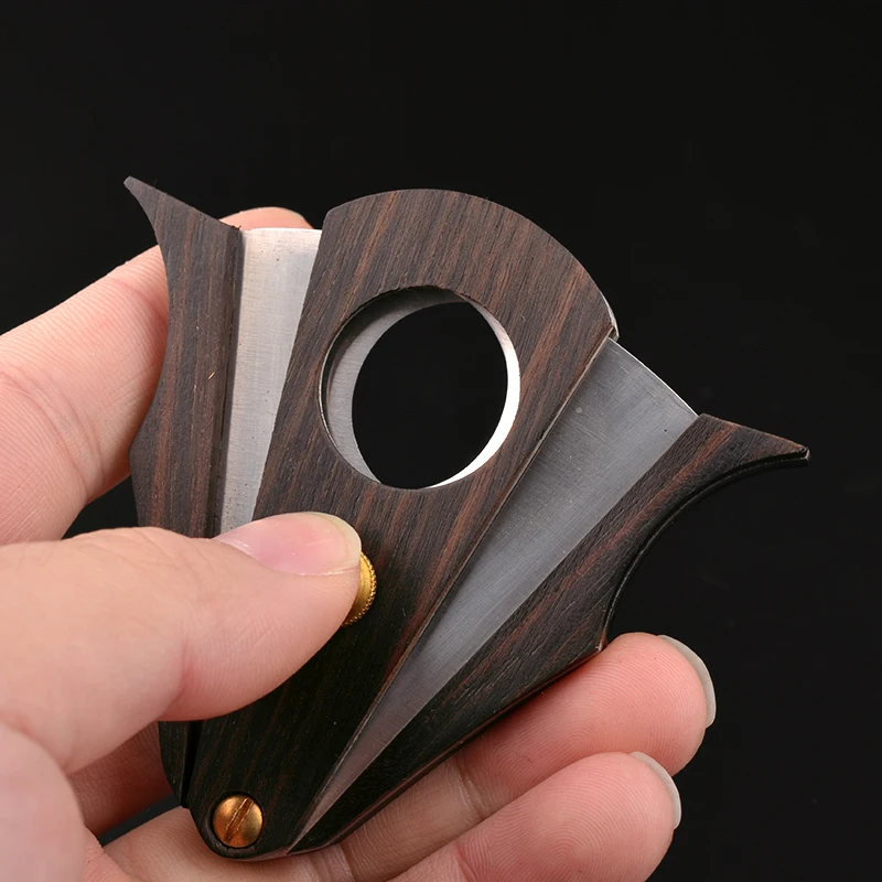 New Double Blades Sharp Cigar Cutter Stainless Steel Pocket Wooden ...