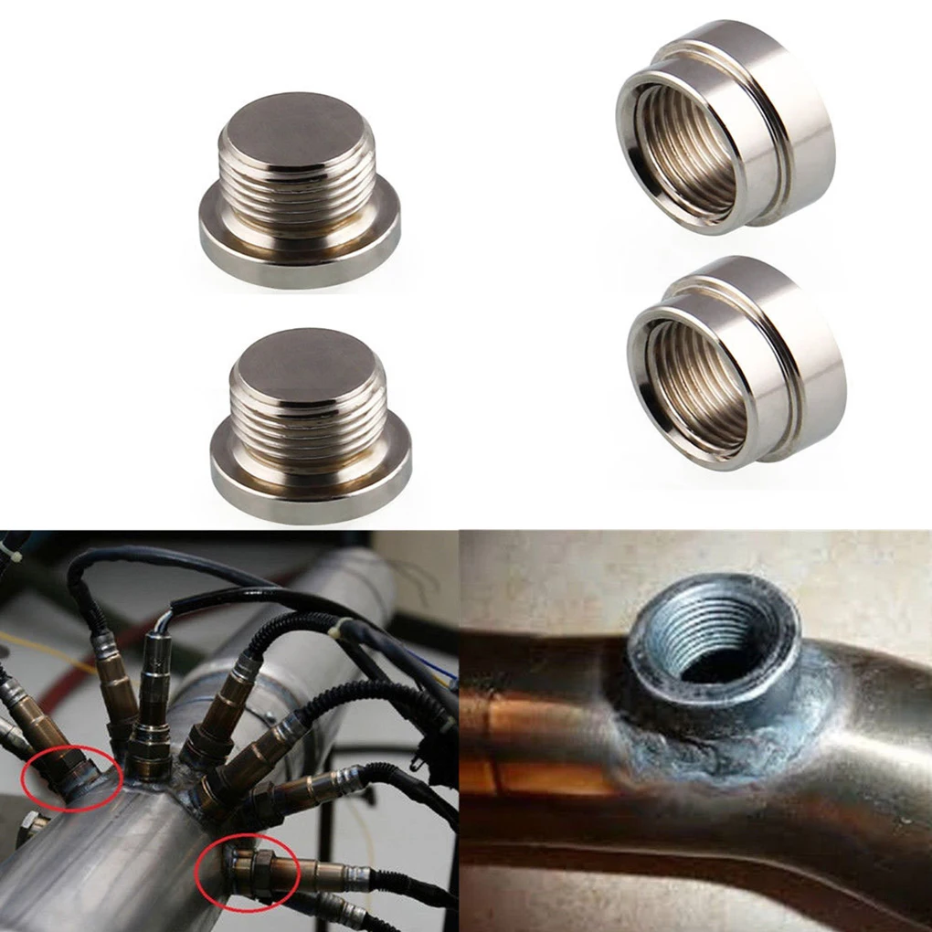 2 Set M18x1.5 O2 Oxygen Sensor Stainless Steel Stepped Mounting Bung ...