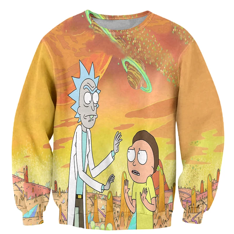 Fashion Men Hoodies Sweatshirts Anime Rick And Morty Fantasy Universe