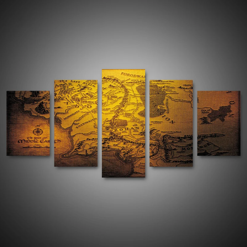 QK ART-Cuadros decorativos para sala de estar, pintura en lienzo de 5 ...