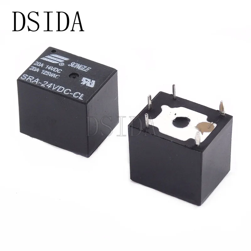 10PCS-24V-20A-DC-Power-Relay-SRA-24VDC-CL-5Pin-PCB-Type-In-stock-Black ...
