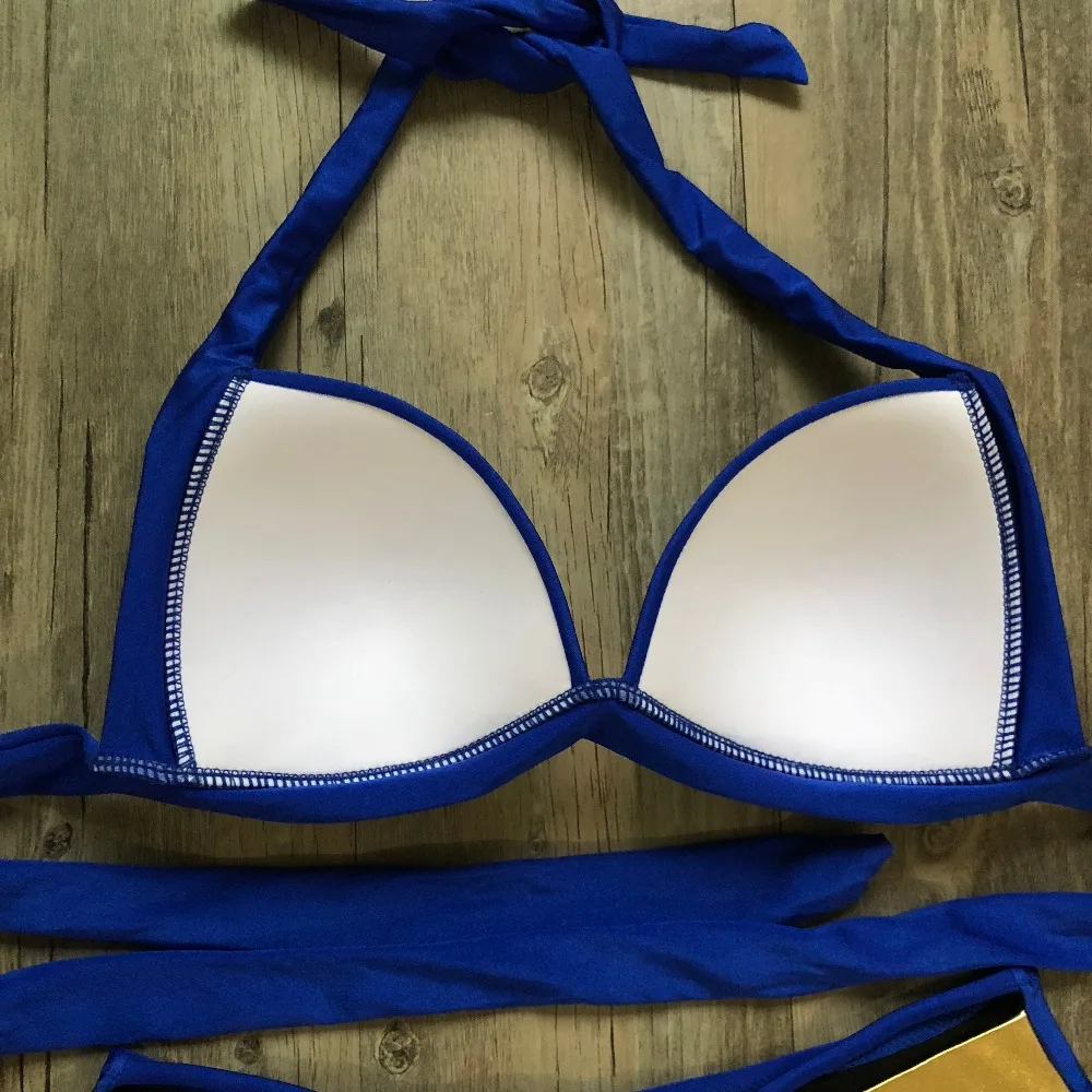 2018 Blue Women Bikini Set Sexy Padded Swimsuit Women Push Up Swimwear ...