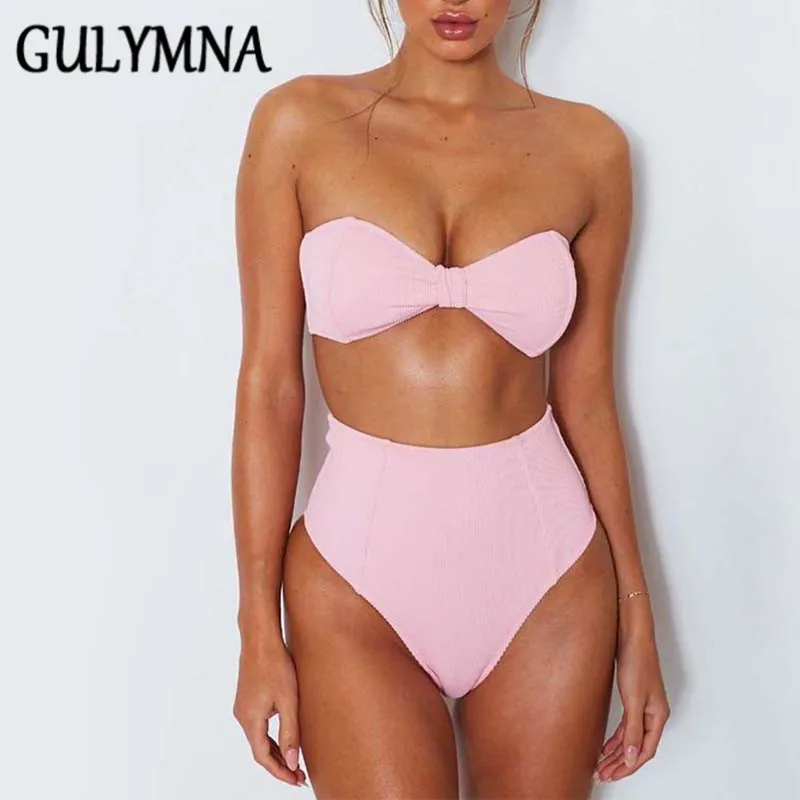 Gulymna Summer Solid Brazilian Bikini 2019 Swimwear Women Swimsuit High