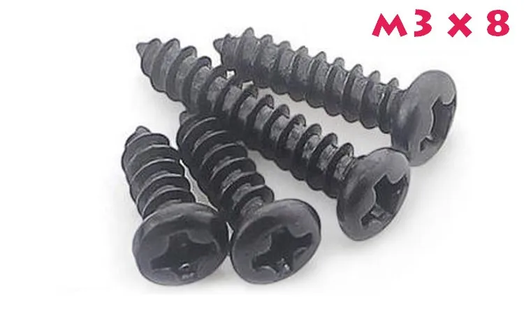 2000Pc M3*8 M3X8 BK Philips Cross Head Screw Self Tapping Cross Bolt ...