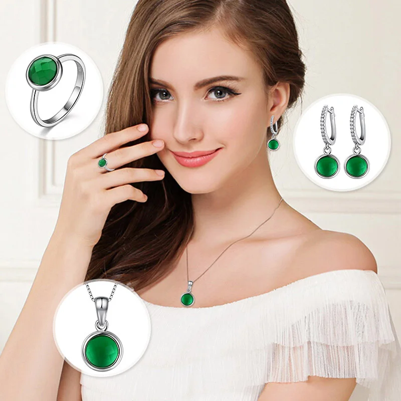 Dorado New Trendy Elegant Jewelry Set 925 Sterling Silver Round Pendant ...