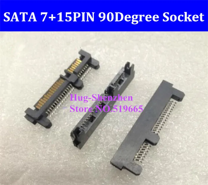 7+15pin Sata Hard Disk Interface Socket Connector 90 Degrees Leg - Pc ...