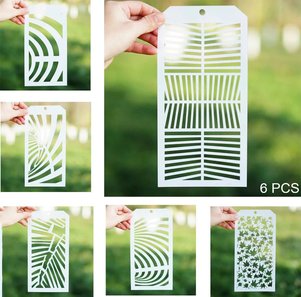6 PCS 12*24 cm Seamless Stencil for Scrapbooking Painting album Paper ...