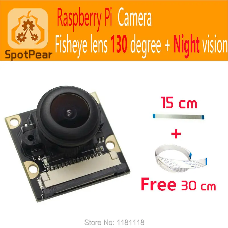 Raspberry Pi Camera Module Board 5MP Wide Angle Fish Eye 130 +Night ...