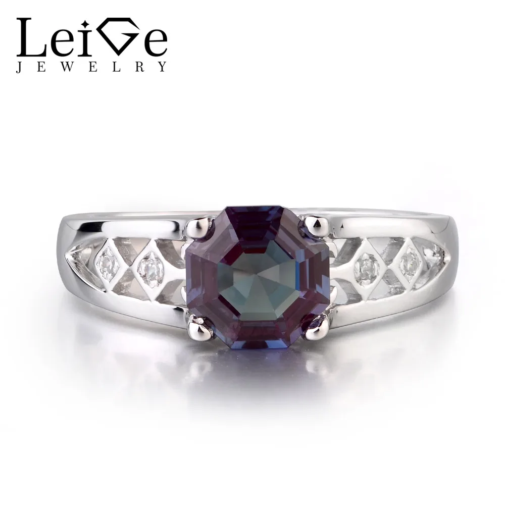Leige Jewelry Color Change Lab Alexandrite Rings Engagement Classic ...
