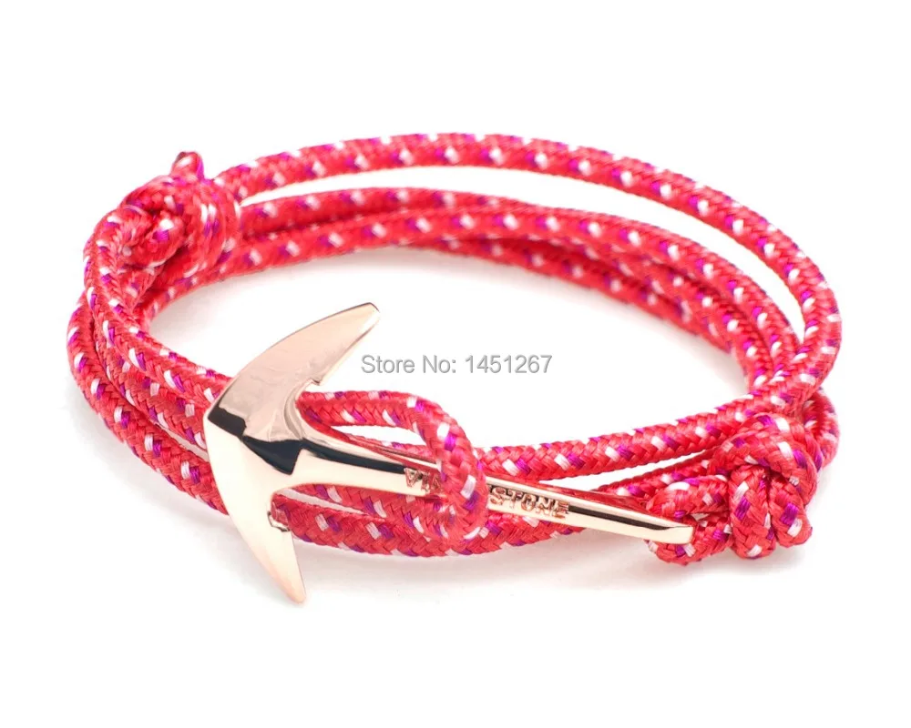 VIRGINSTONE Rose Gold Plated Anchor Colorful Nylon Rope Watch Company ...