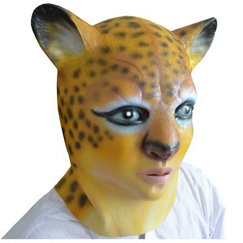 Cartoon Leopard Head Latex Mask Halloween Sexy Women Realistic Animal ...