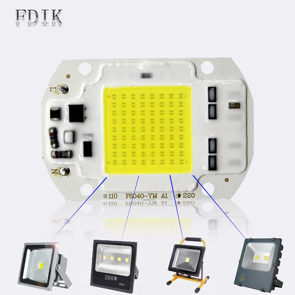 Ac 110 v 220 v cob chip integrado f6040 lâmpada led chips 20 w 30 50 de ...