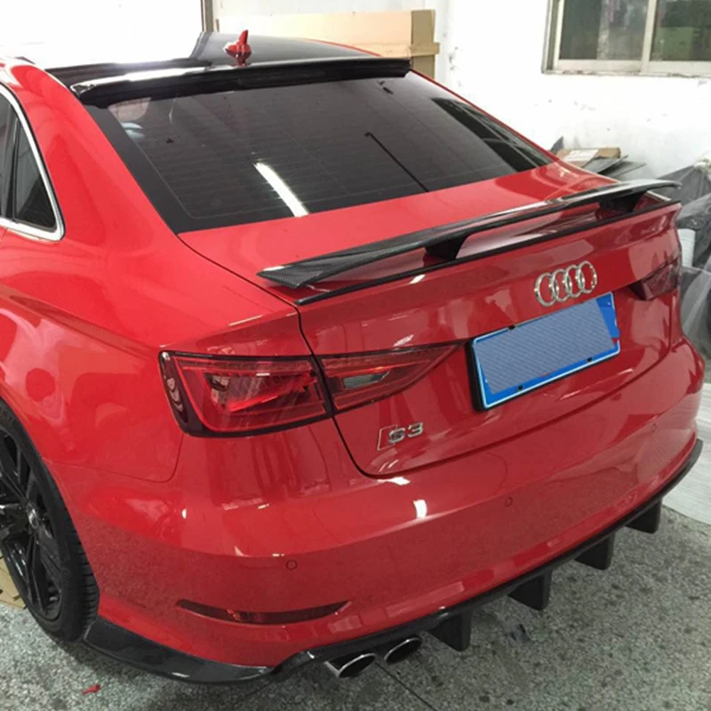 Car StyleFor Audi A3 Sedan Spoiler A3 S3 Carbon Fiber Rear Spoiler Car StyleFor Audi A3 Sedan Spoiler A3 S3 Carbon Fiber Rear Spoiler
