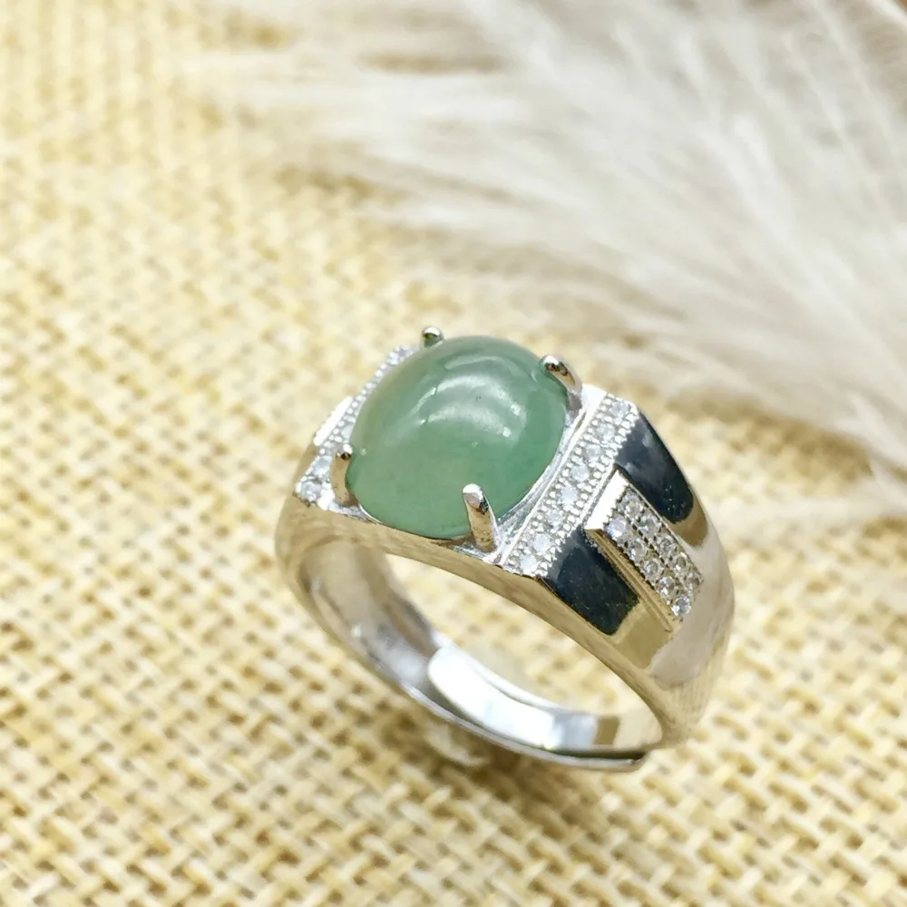 KJJEAXCMY Anillo de plata 925 con incrustaciones de jade natural ...