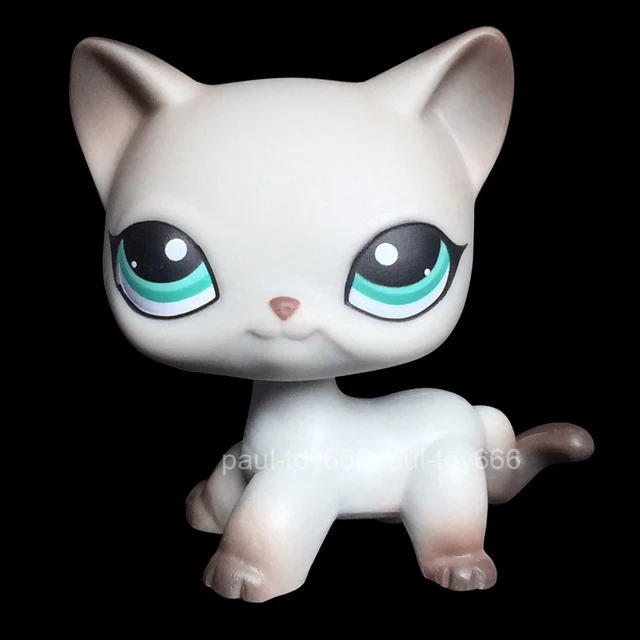 NEW #391 Littlest Pet Cat LPS Short Hair Egyptian Grey Blue Eyes Animal ...