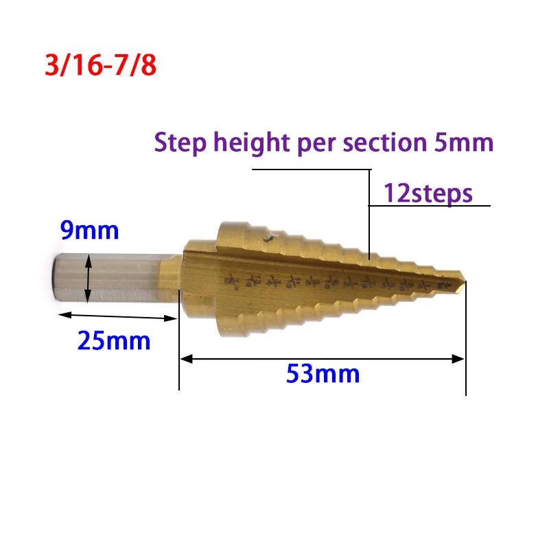 5pcs/Set Hss Titanium Coated Step Drill Bit The Pagoda Shape Hole ...