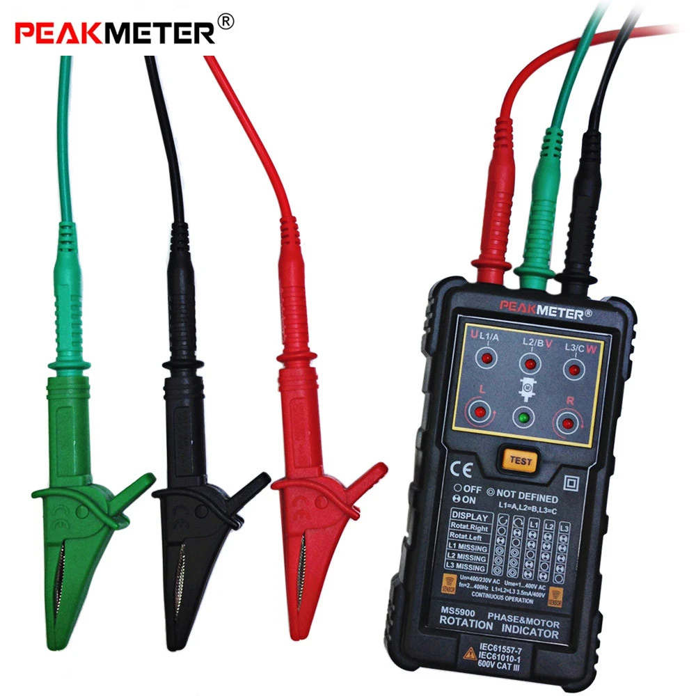 Electrical Test Meters PEAKMETER MS5900 Portable 3 Three Phase Motor ...
