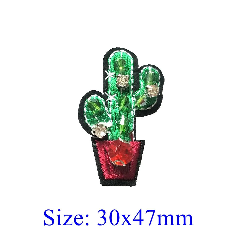 3d Iron On Beads Cactus Patch Plant Sew On Patches Flower Embroideried