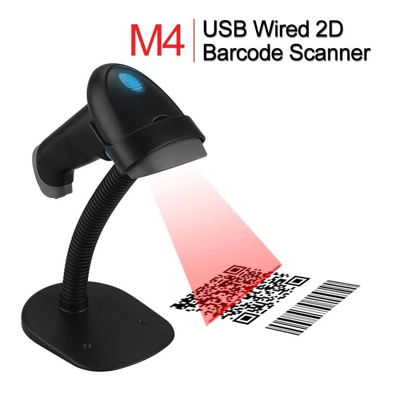 Scanner de codes à barres 2D Portable M4 avec câble USB, Scanner Portable PDF417 DataMatrxi QR ...