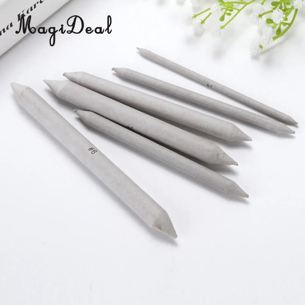 MagiDeal 6Pcs Blending Sketch Tortillon Stump 6 Size Art Drawing Tool ...