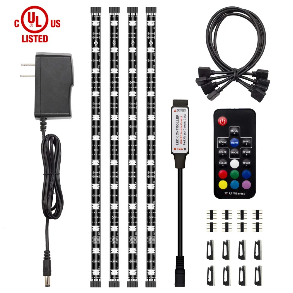 LED-Light-Strip-Accent-Kit-4-x-Pre-Cut-12-Inch-RGB-LED-Strips-Includes ...