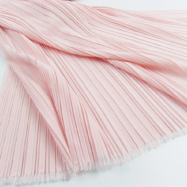 3 Meters 150cm 59" Wide Pink Ruffled Pleated Chiffon Fabric Solid Dress ...