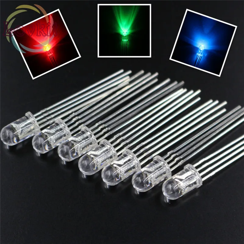 500pcs 5mm RGB COMMON Cathode LED 4Pin Tri Color RGB Red Green Blue ...