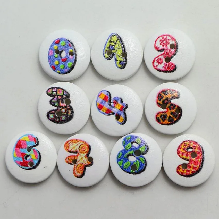 Number Wooden Buttons Sewing Scrapbooking Alphabet Pattern Decorative ...